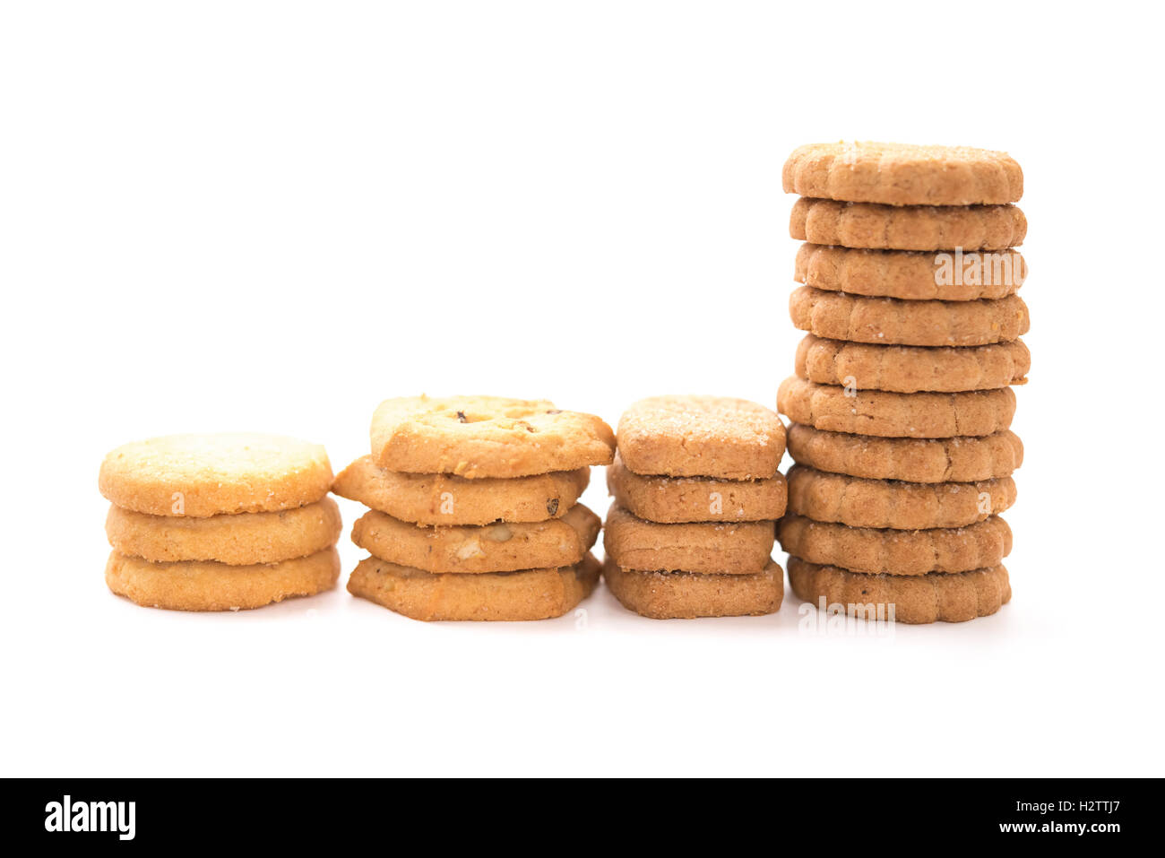 side view different sweet cookies on a white background Stock Photo - Alamy