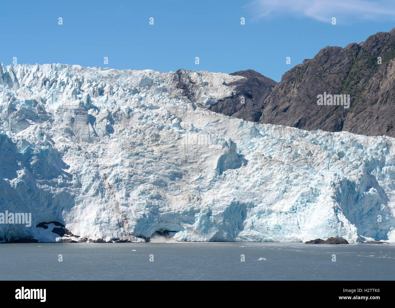 View of the Holgate Glacier from on board a tour boat; Kenai Fjords ...