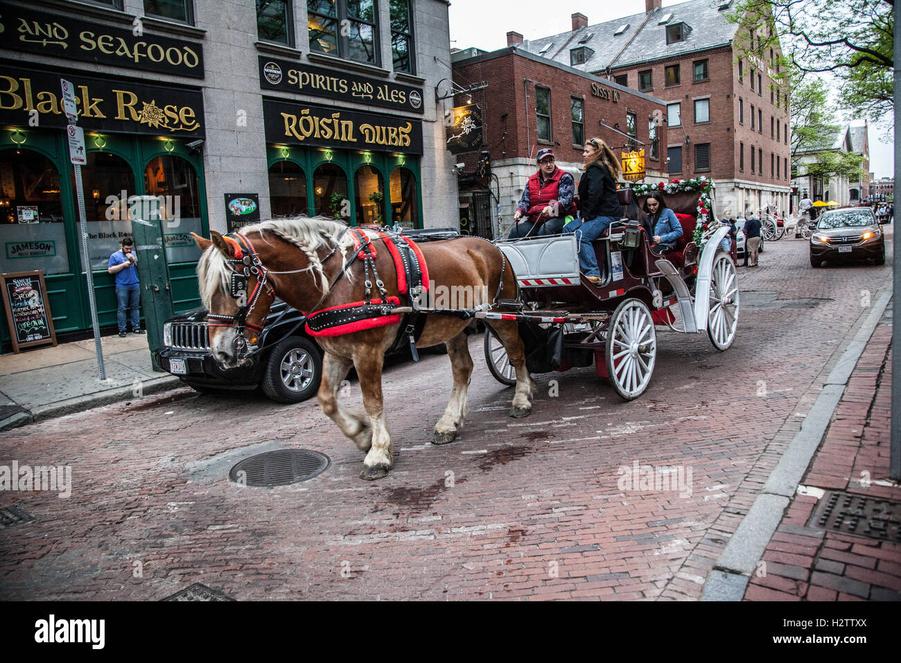 A horse-drawn carriage ride, Boston Stock Photo - Alamy
