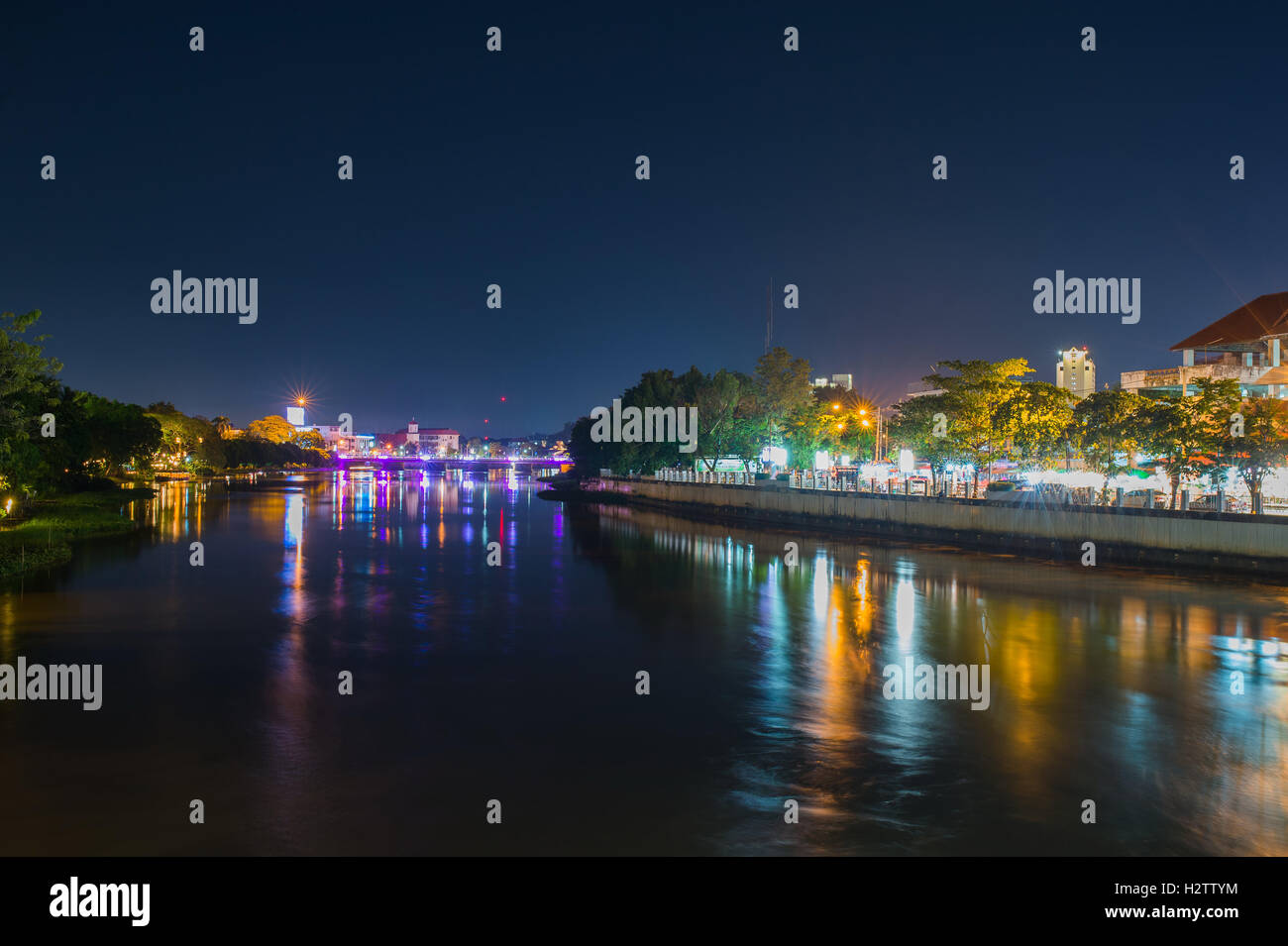 Night view Ping River Chiang Mai,Chiangmai,Thailand Stock Photo - Alamy