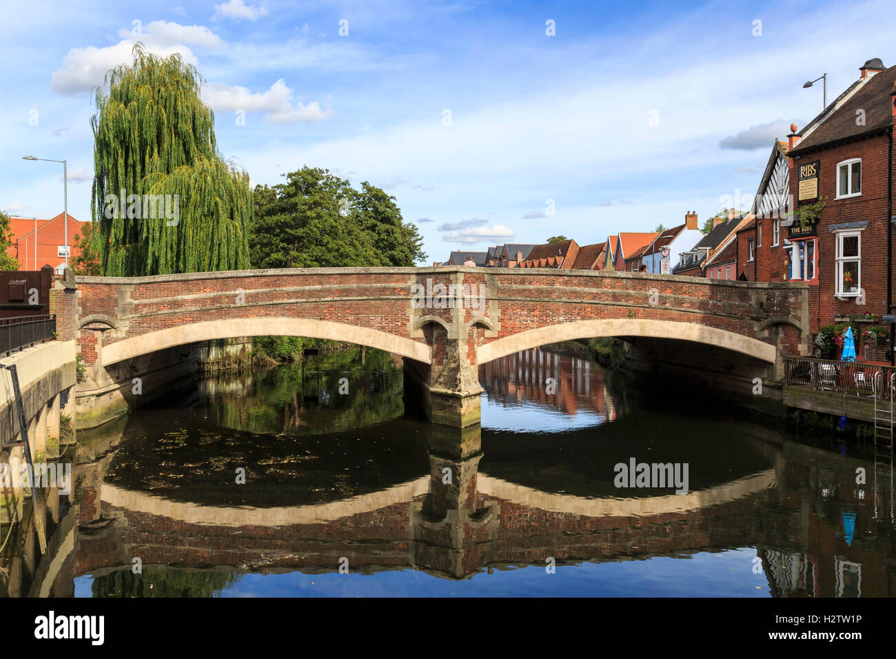 View of Fye Bridge and the River Yare, Norwich, Norfolk, East Anglia ...