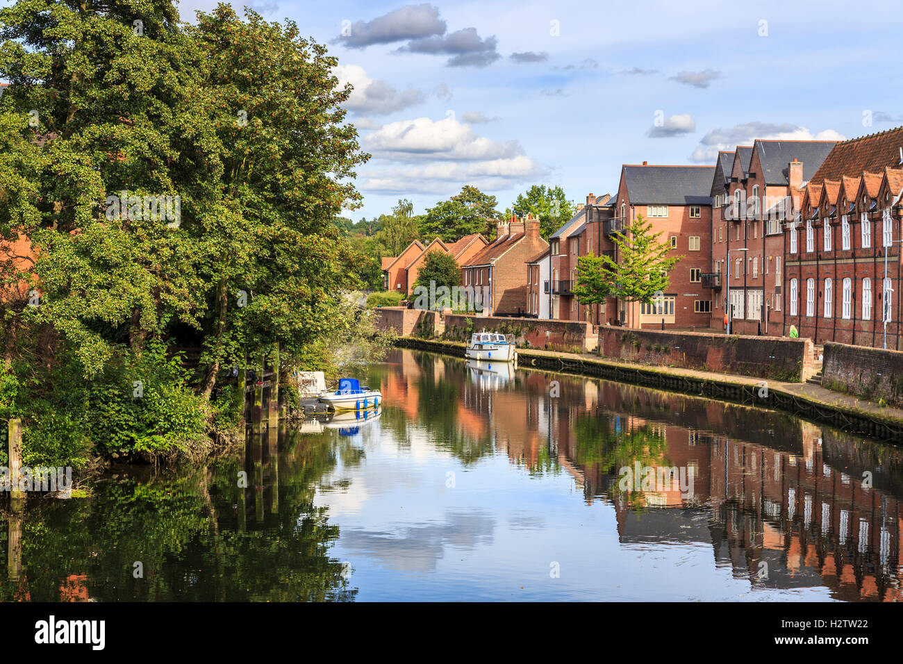 View along Quay Side and the River Yare from Fye Bridge, Norwich ...