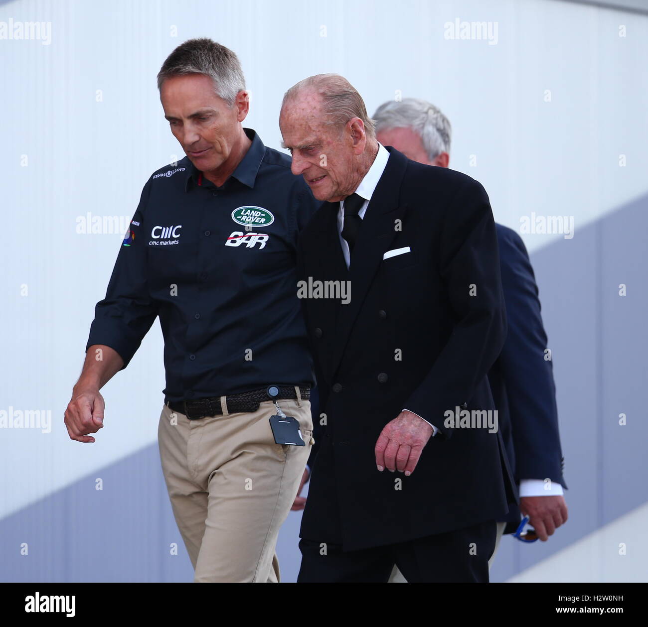 HRH Prince Philip arrives at BAR racing before watching the America's ...