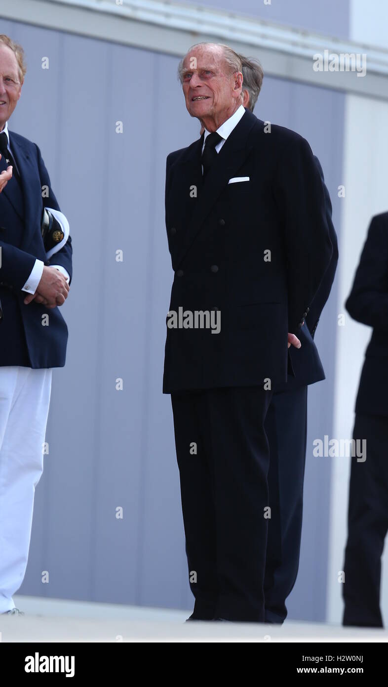 HRH Prince Philip arrives at BAR racing before watching the America's ...