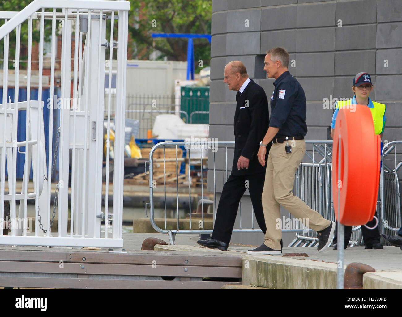 HRH Prince Philip joins a boat flying the Prince Philips standard, it ...