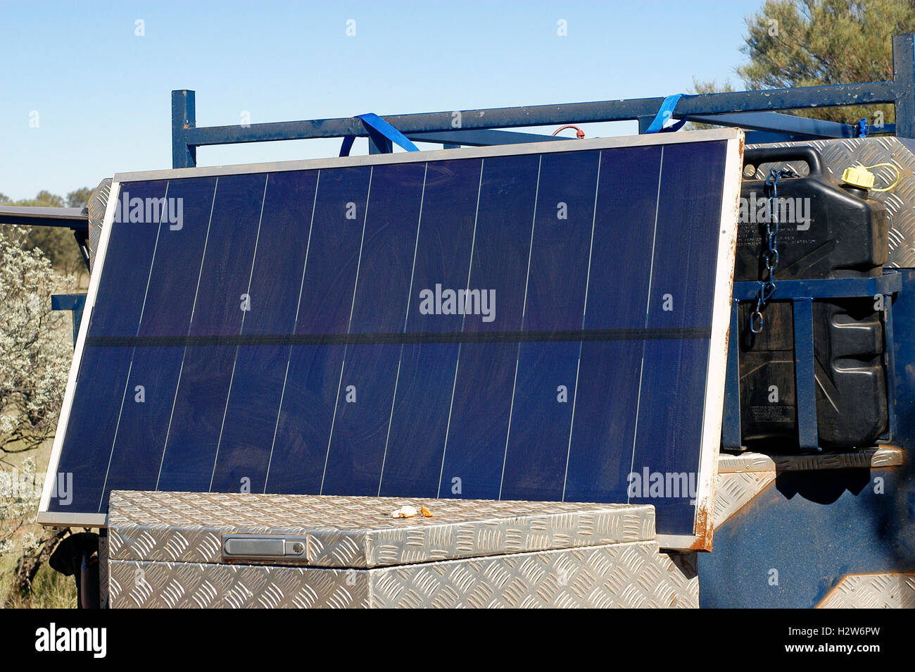 solar panel to produce its electricity in the Australian bush Stock ...