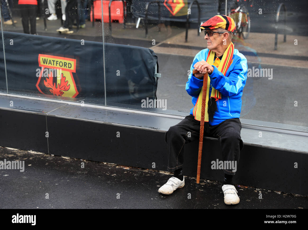 A Watford fan before the Premier League match at Vicarage Road, Watford ...