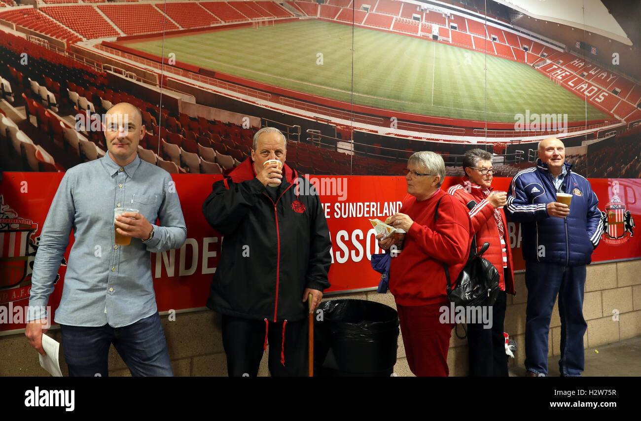 Fans in a concourse within the stadium before the Premier League match ...