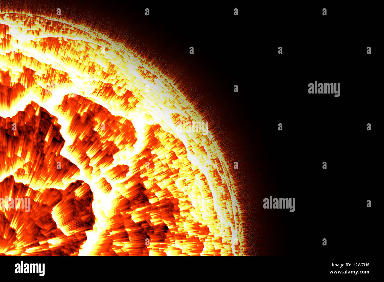 close up the sun and flame on black background Stock Photo - Alamy