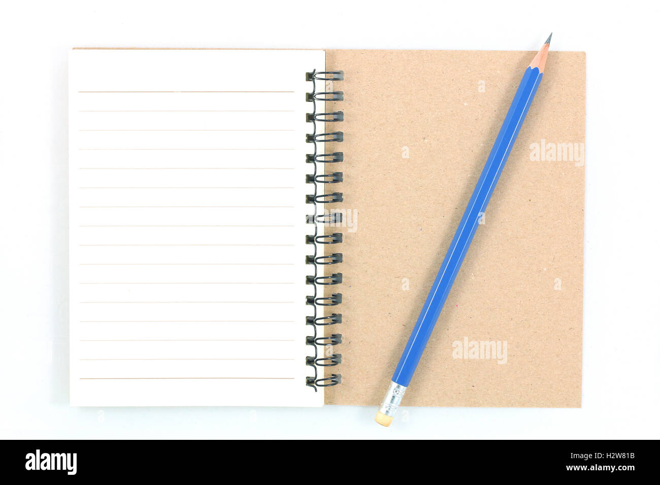 pencil and notebook on white background Stock Photo - Alamy