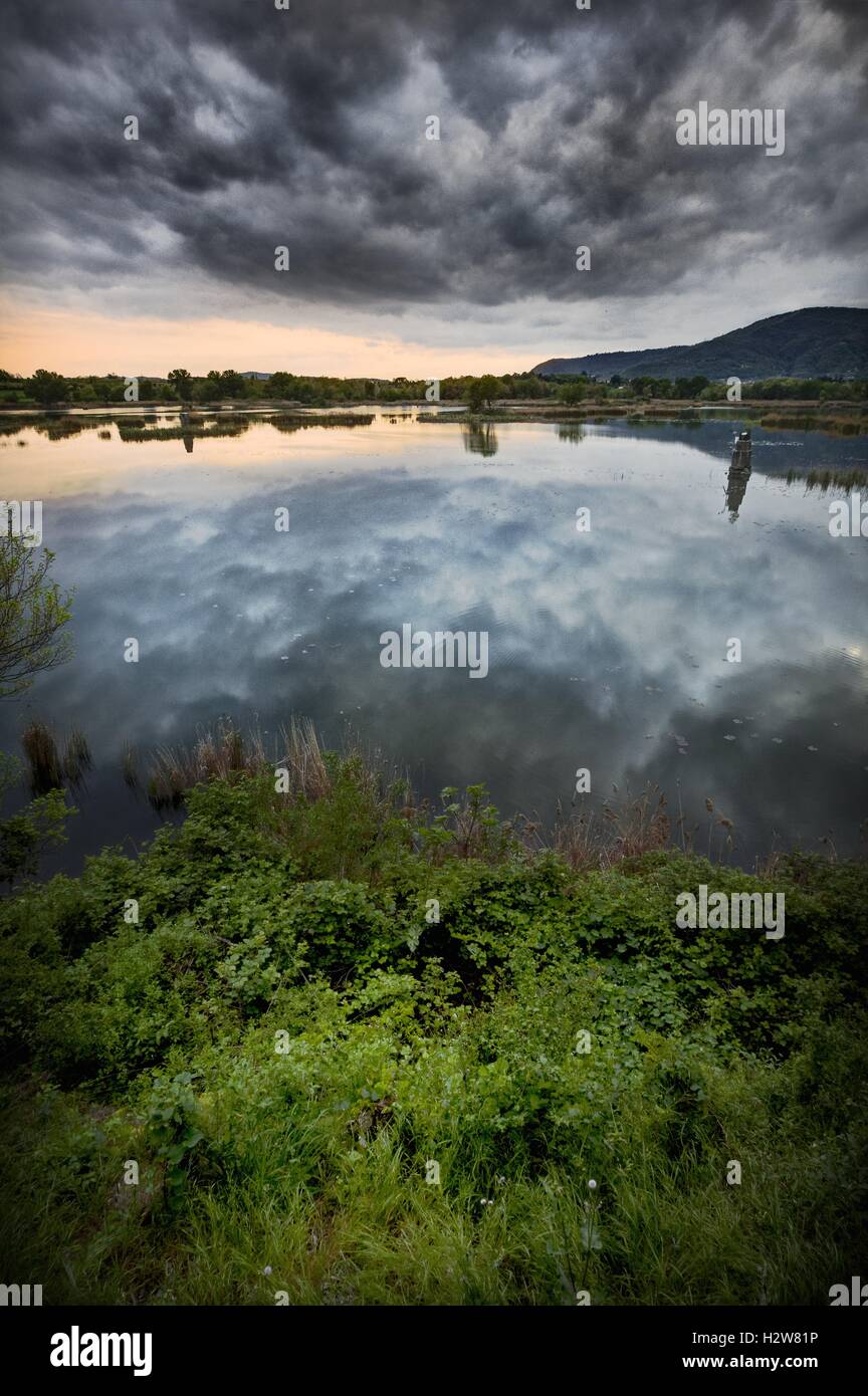 a storm on a lake Stock Photo - Alamy