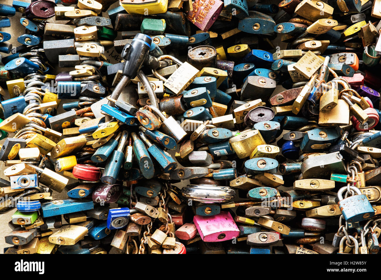 Symbolic many locks of love. Valentine's Day. Symbol of lovers ...