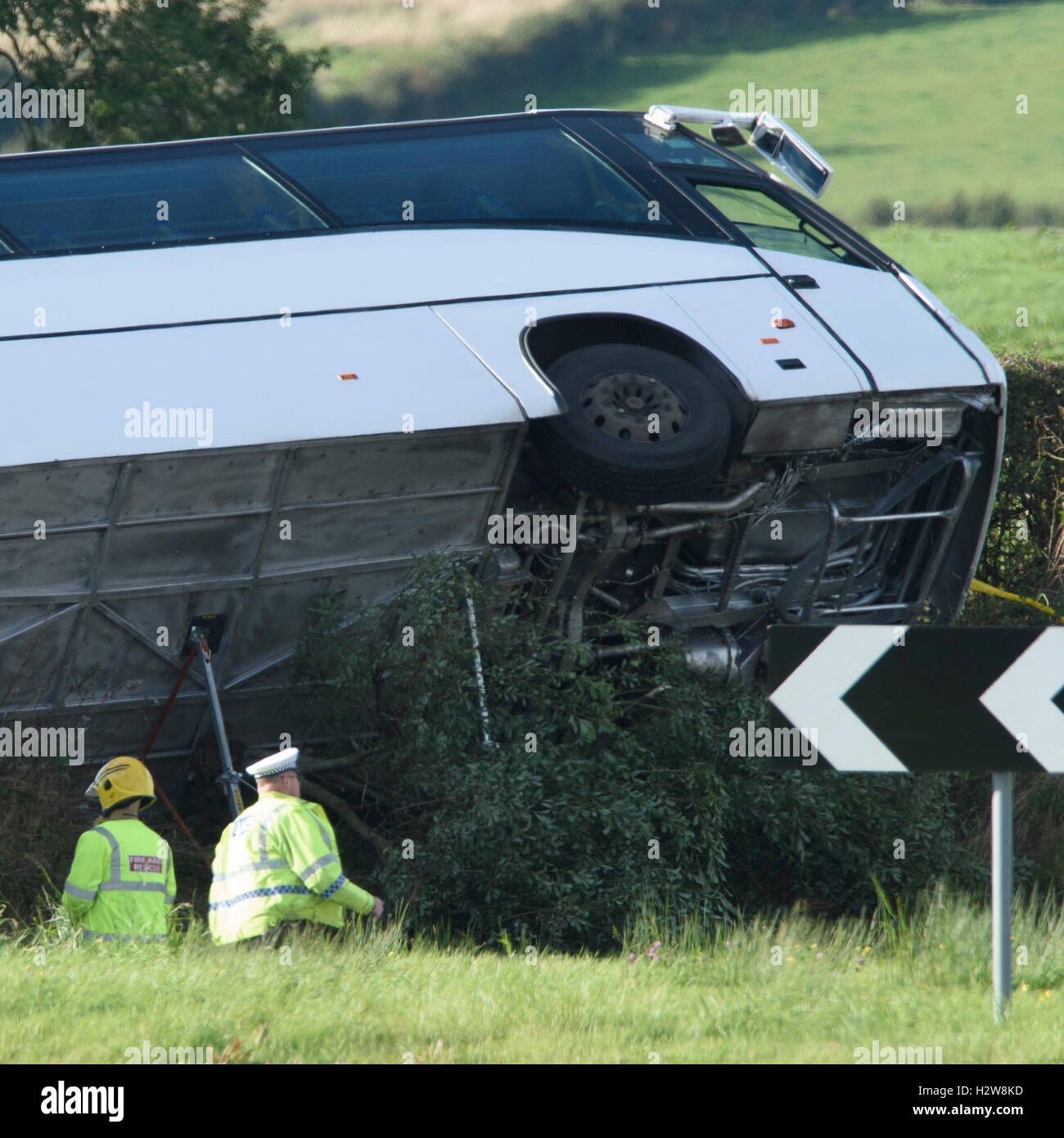 The scene of an accident on the A76 at the Crossroads roundabout near ...