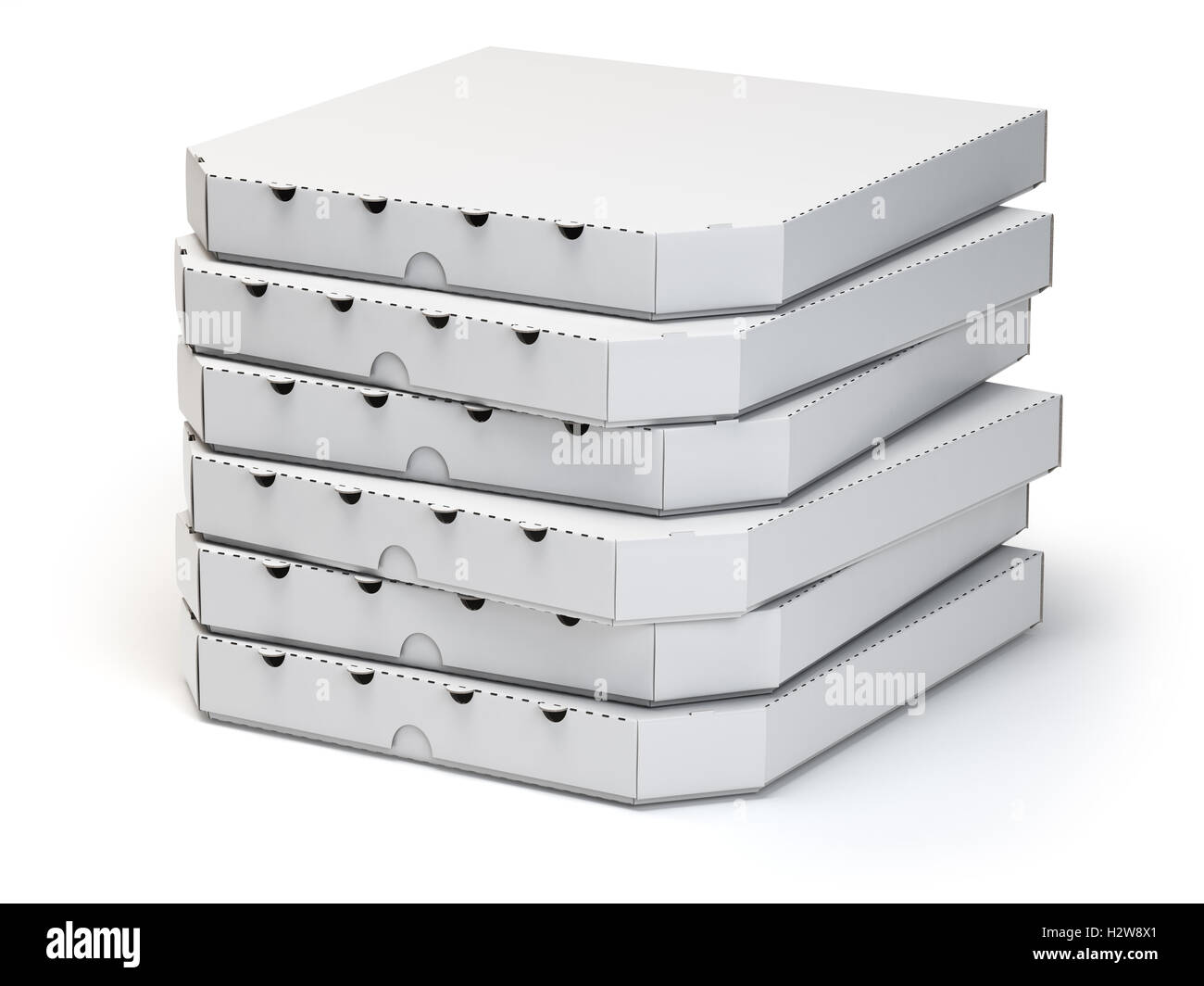 Pizza boxes stack isolated on white, 3d illustration Stock Photo - Alamy