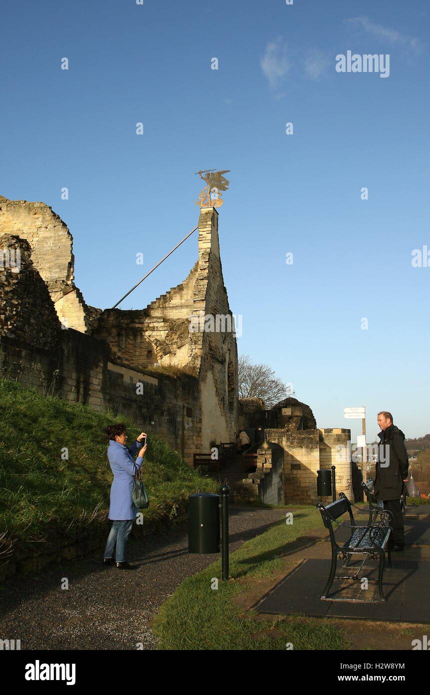 The monument remains of the historical Castle Ruine in the market city ...
