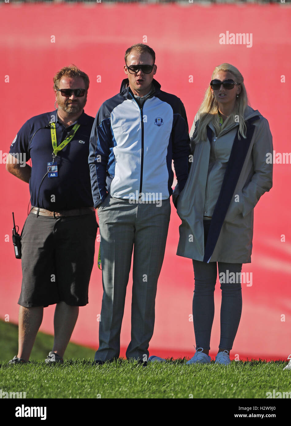 Europe's Danny Willett and wife Nicole during the Foursomes on day two ...