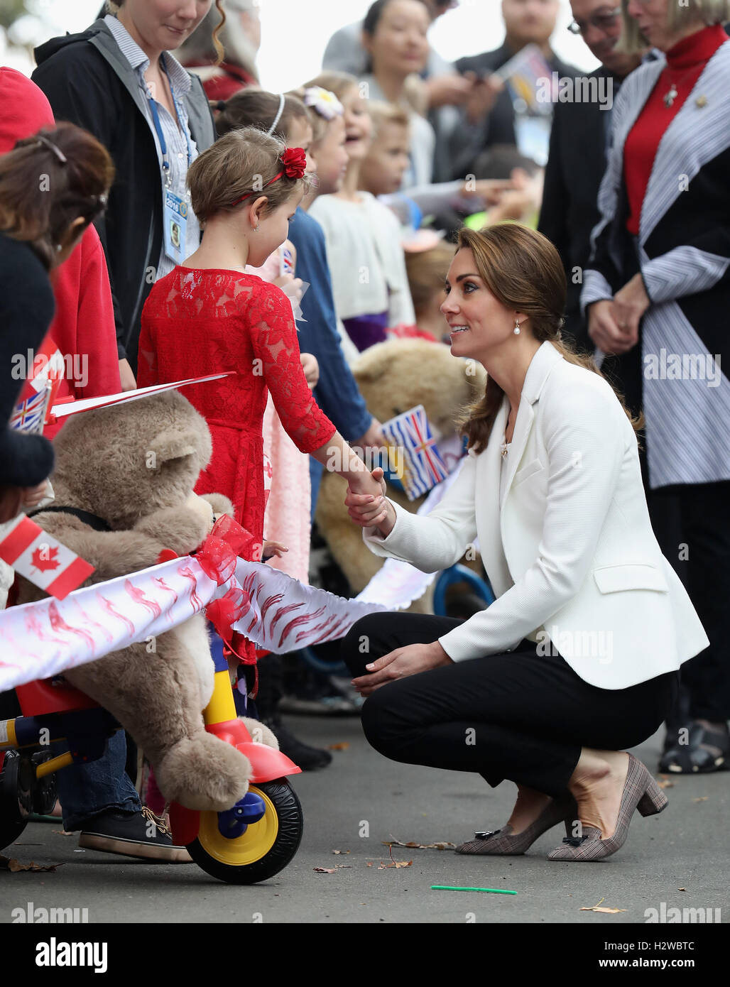The Duchess of Cambridge talks to the public after visiting the social ...
