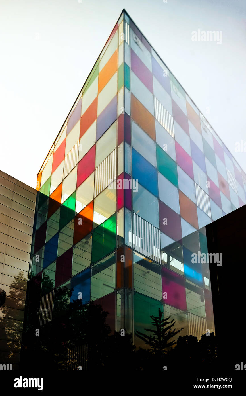 Modern building with glass colorized walls, Strasbourg Stock Photo - Alamy