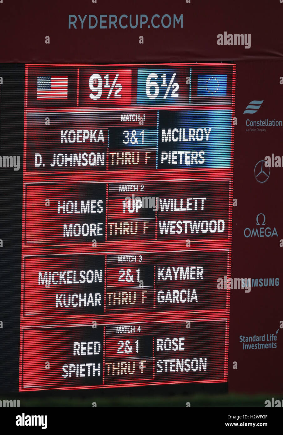 A view of the scoreboard after the Fourballs on day two of the 41st ...