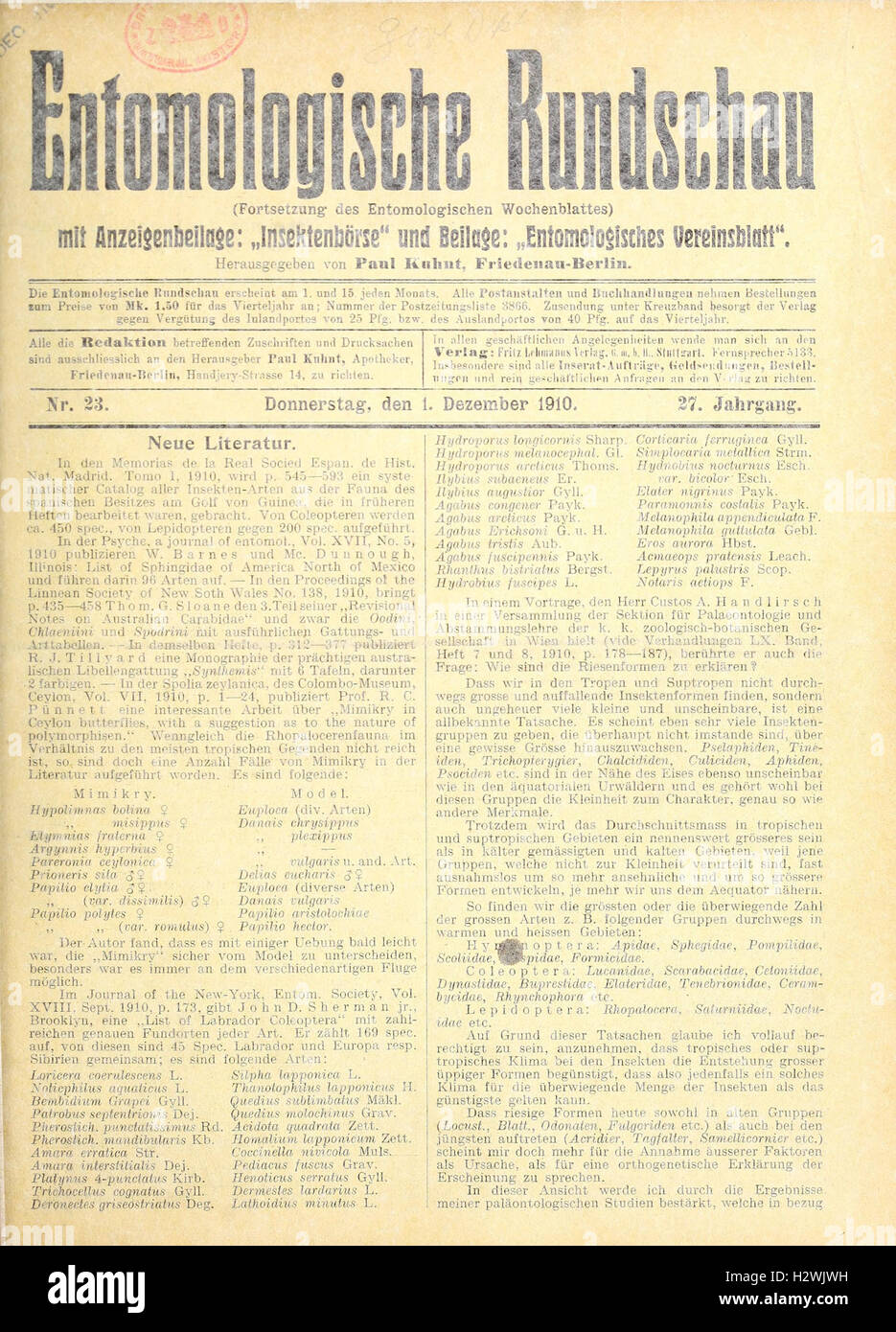 A German entomological journal, with observations and studies detailed ...