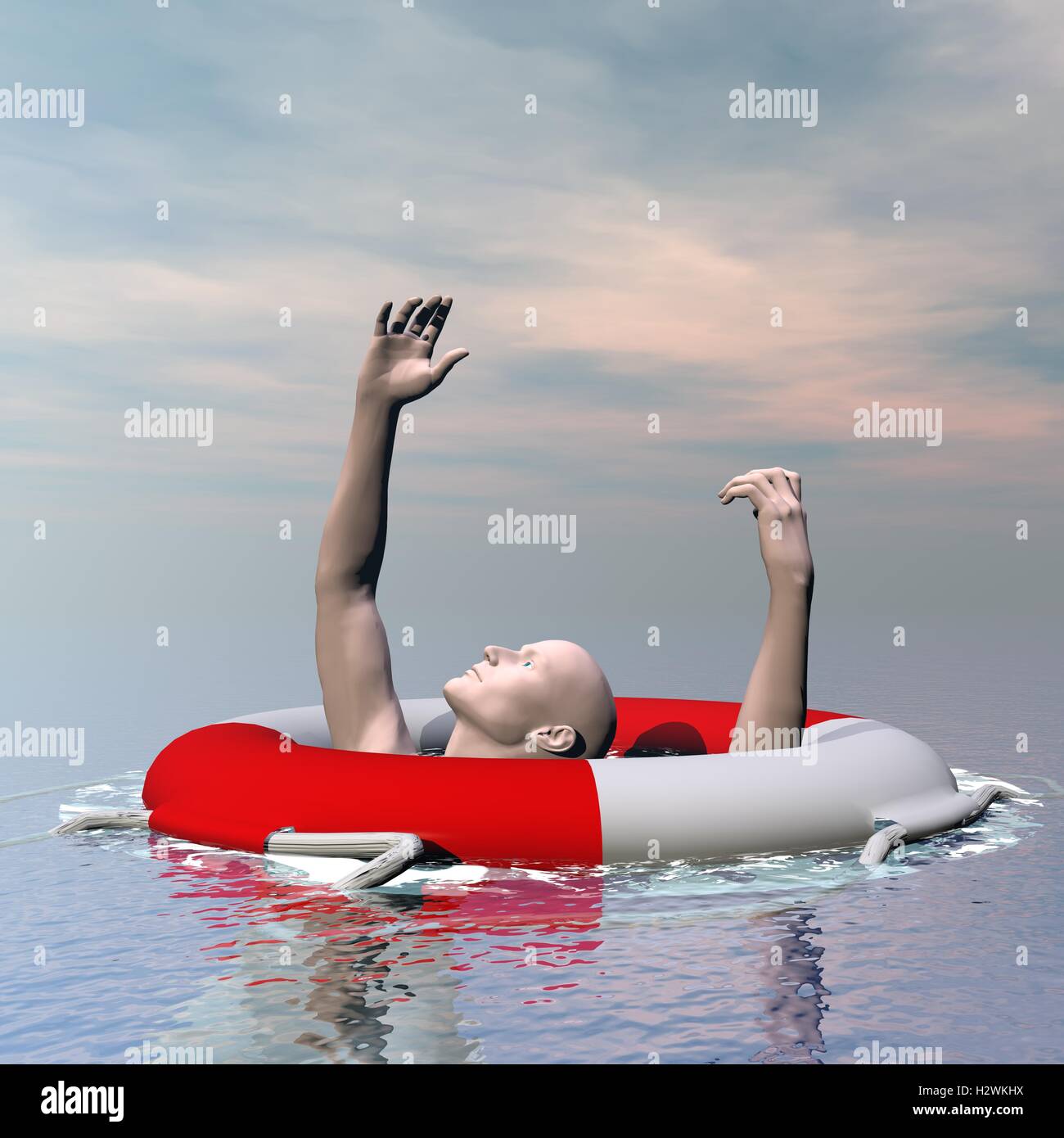 Man drowning - 3D render Stock Photo - Alamy