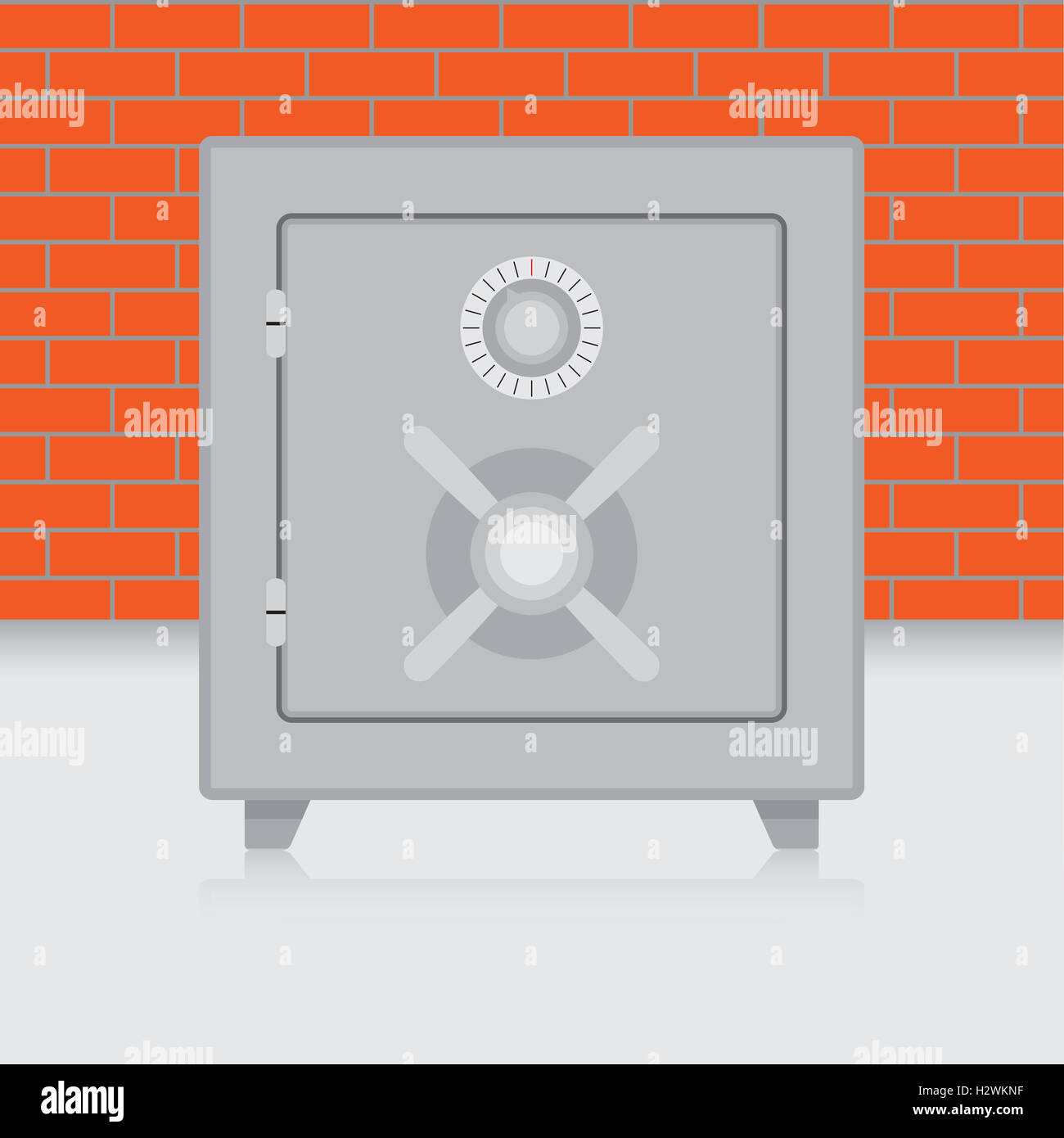 Metal safe on brick wall background. Bank safe and combination safe ...