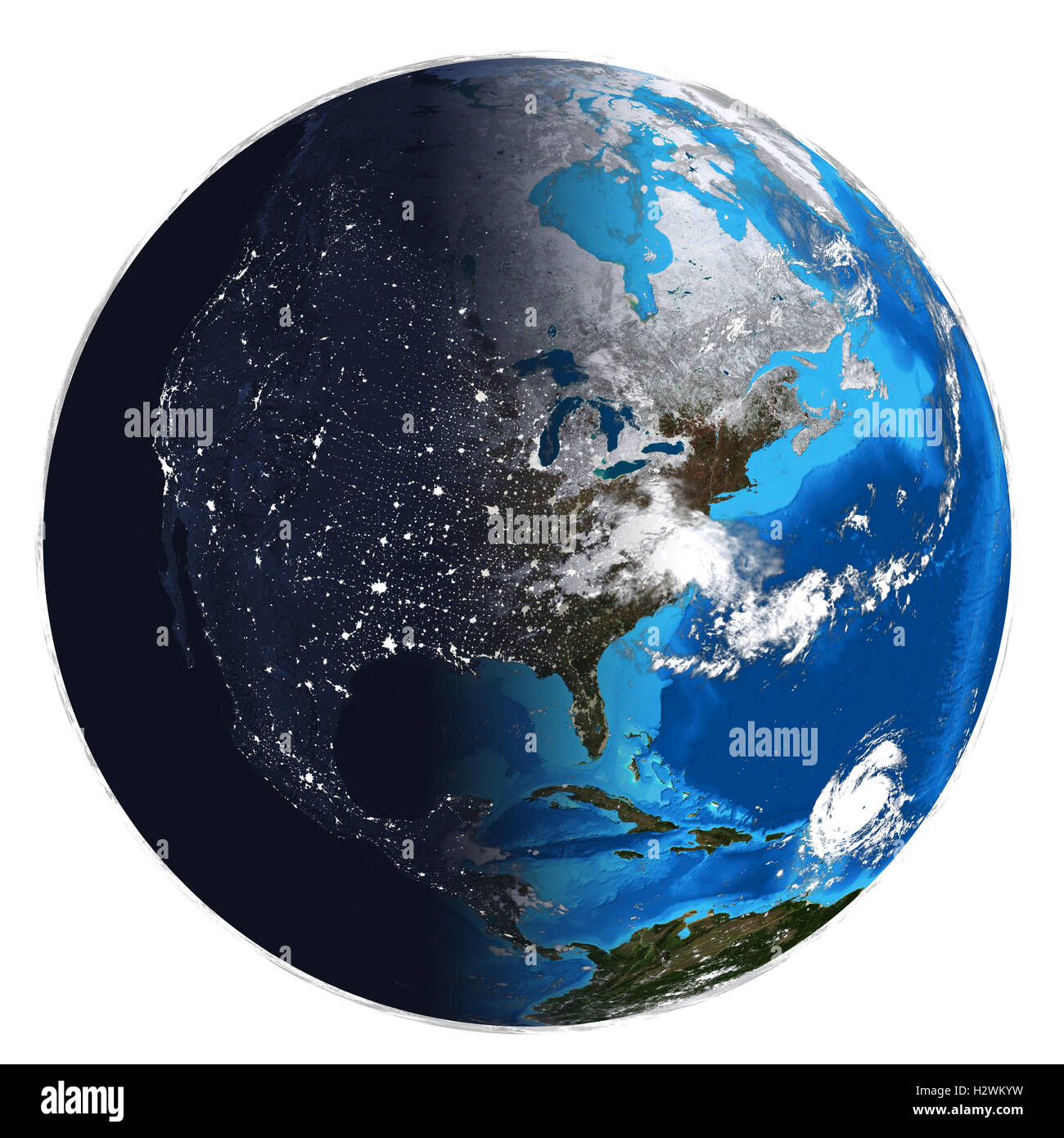 Photorealistic Earth. Day and night Stock Photo - Alamy