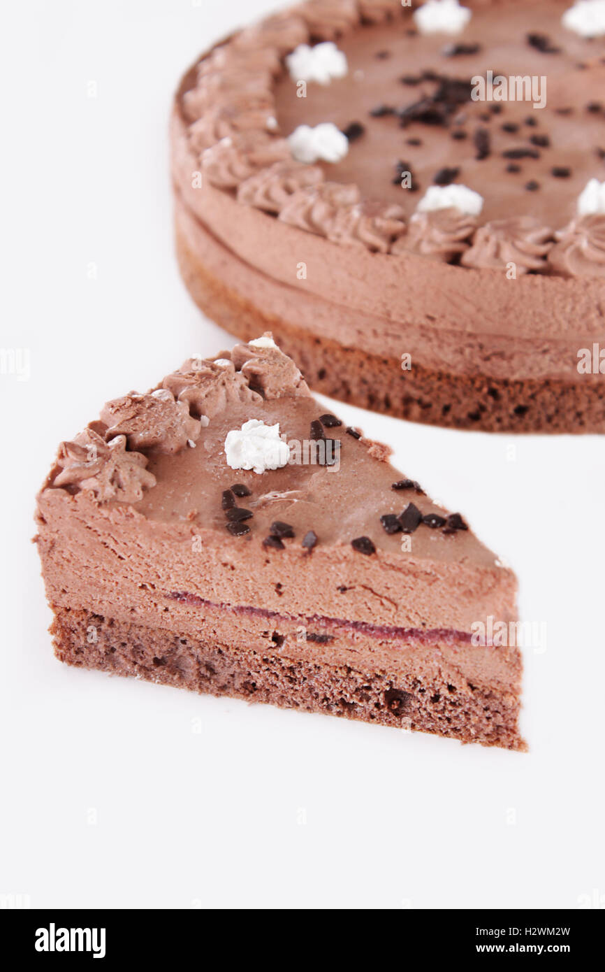 Part of round chocolate cake Stock Photo - Alamy