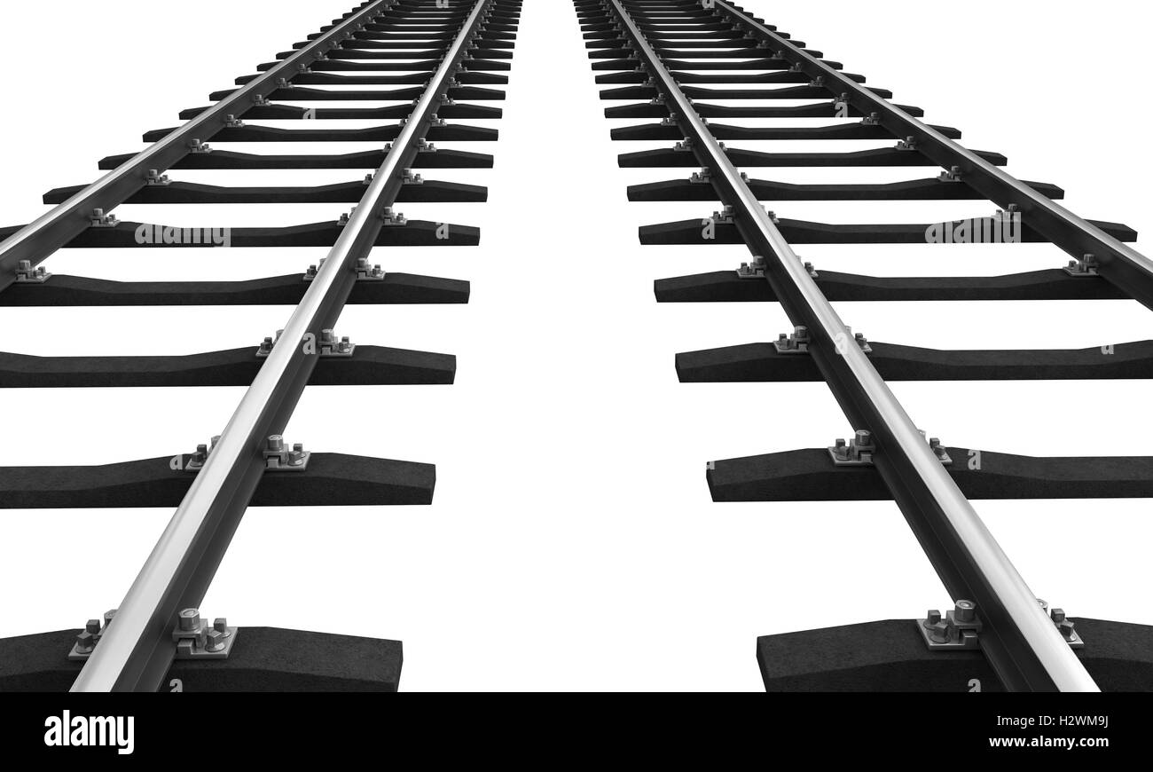 3d rendering of train rails isolated over white background Stock Photo ...