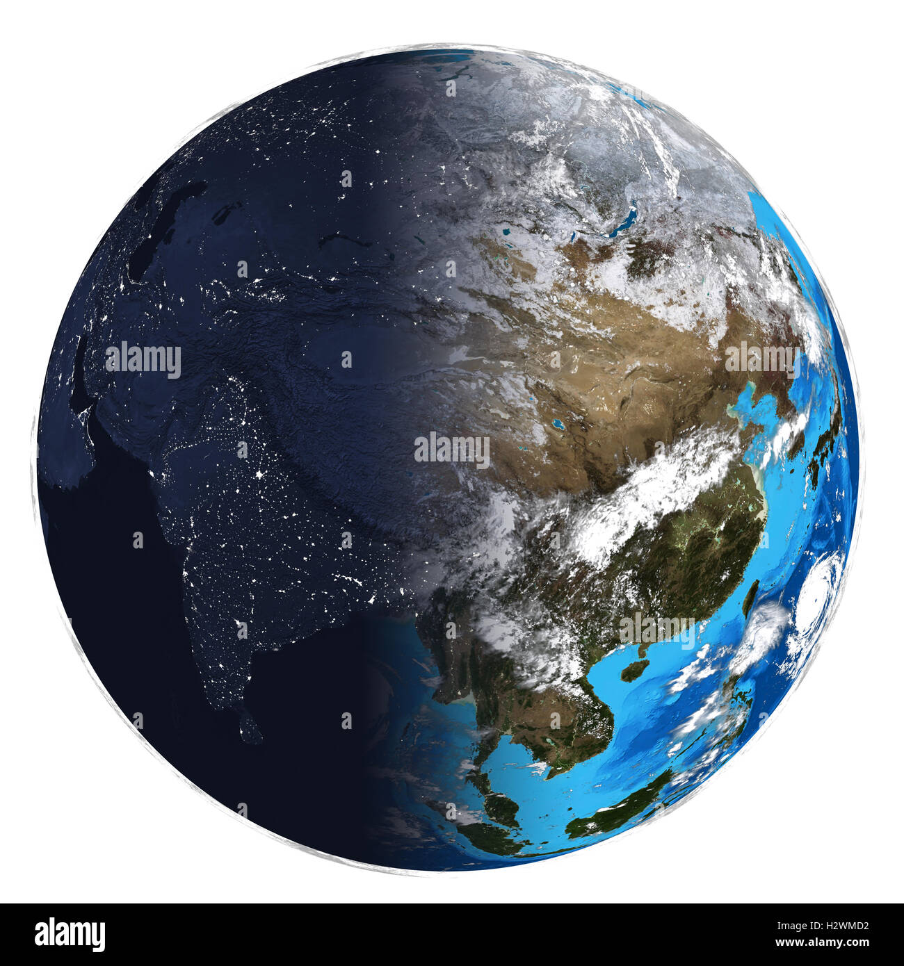 Photorealistic Earth. Day and night Stock Photo - Alamy