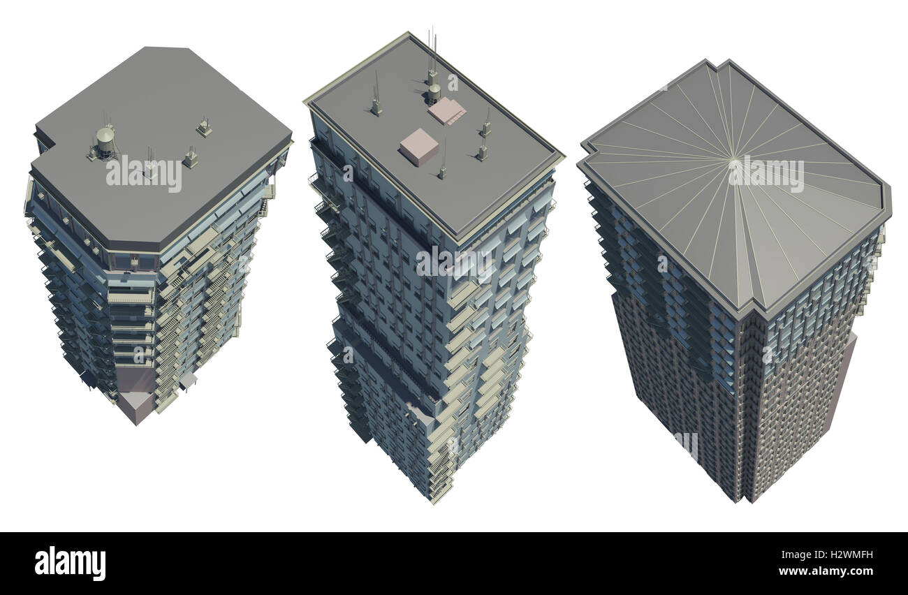 Collection of highly detailed buildings Stock Photo - Alamy