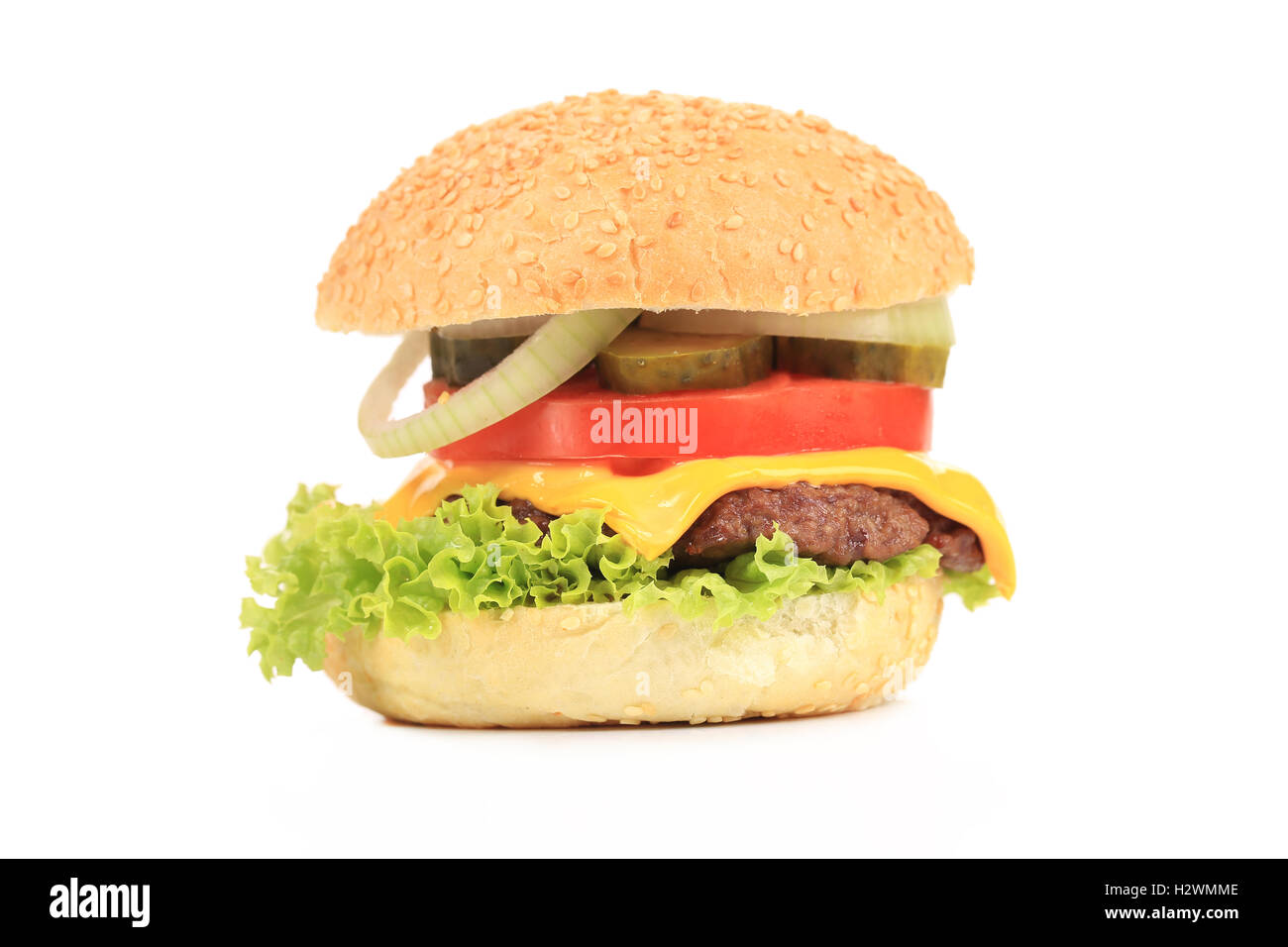 Big hamburger on brown hi-res stock photography and images - Alamy