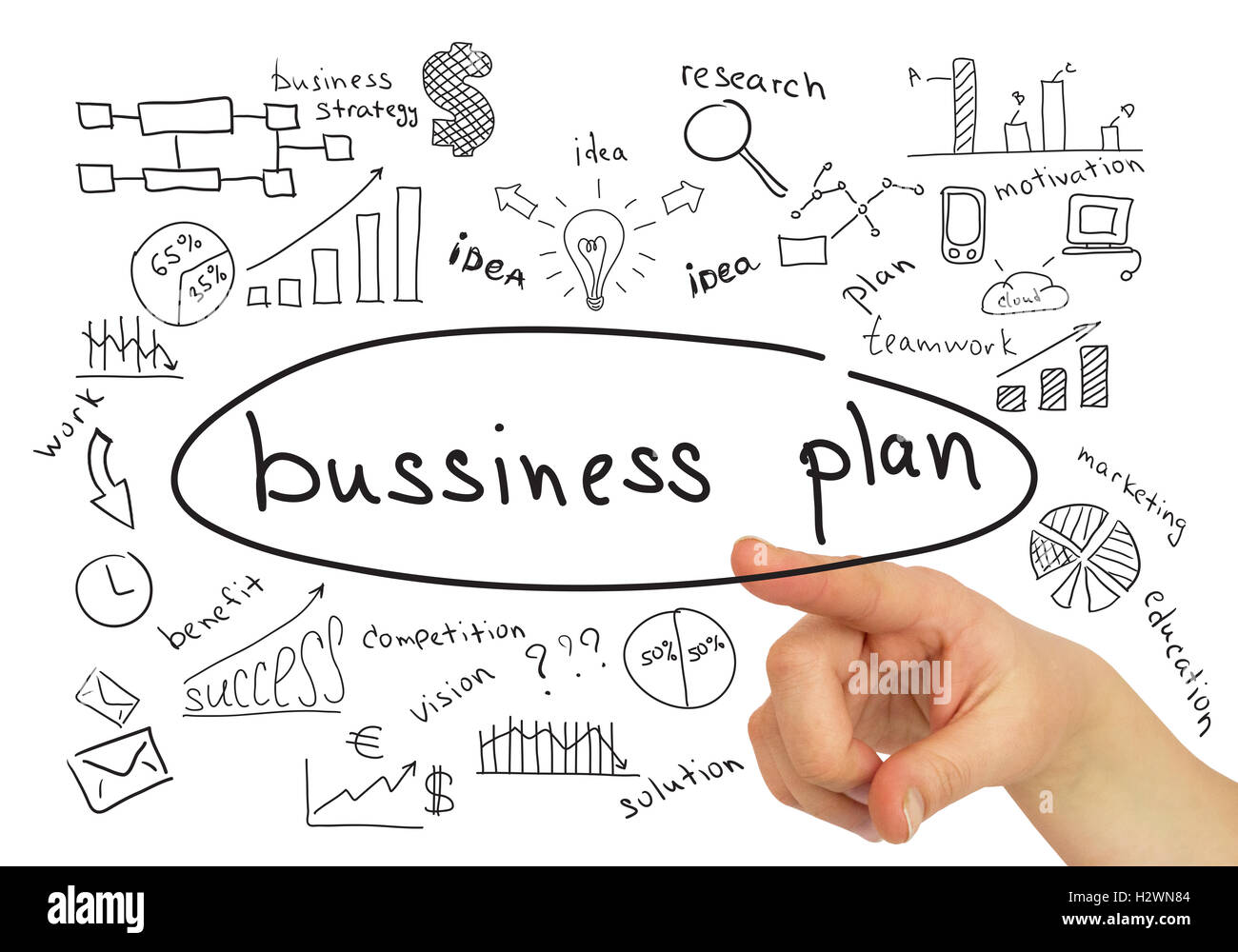Hand and business sketches Stock Photo - Alamy