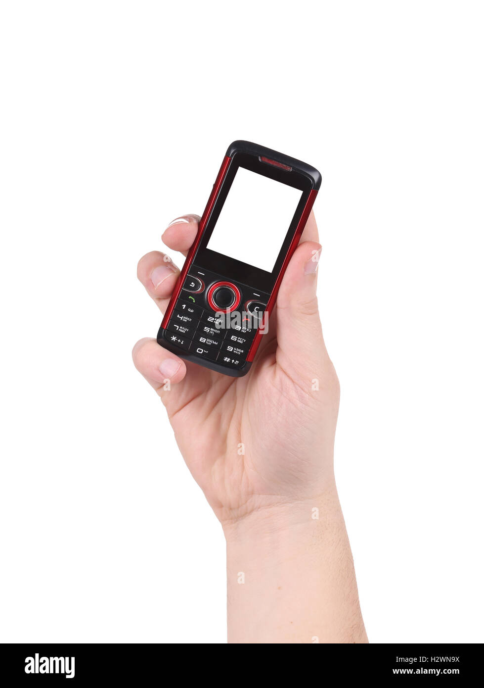 Mobile push-button telephone in hand Stock Photo - Alamy