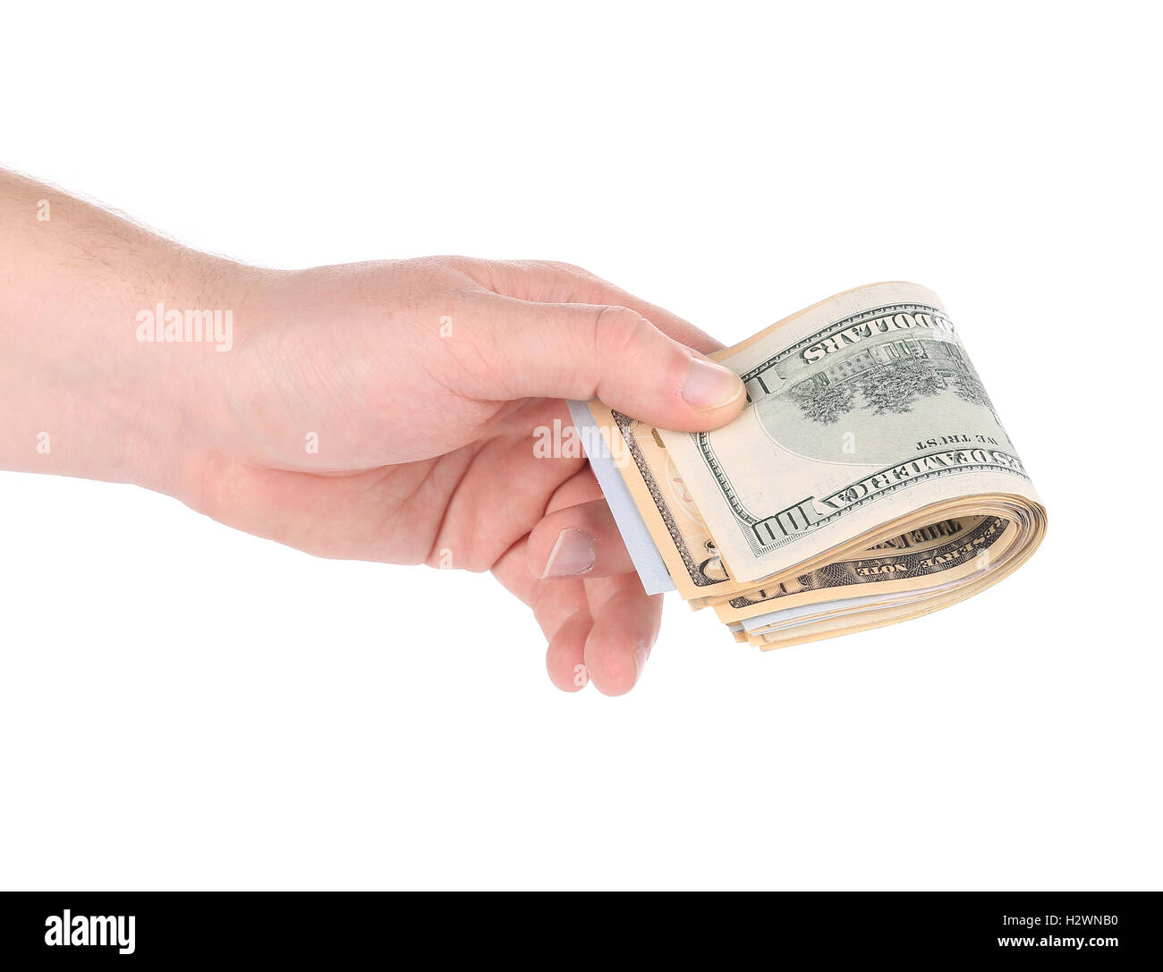 Dollar banknotes in hand Stock Photo - Alamy