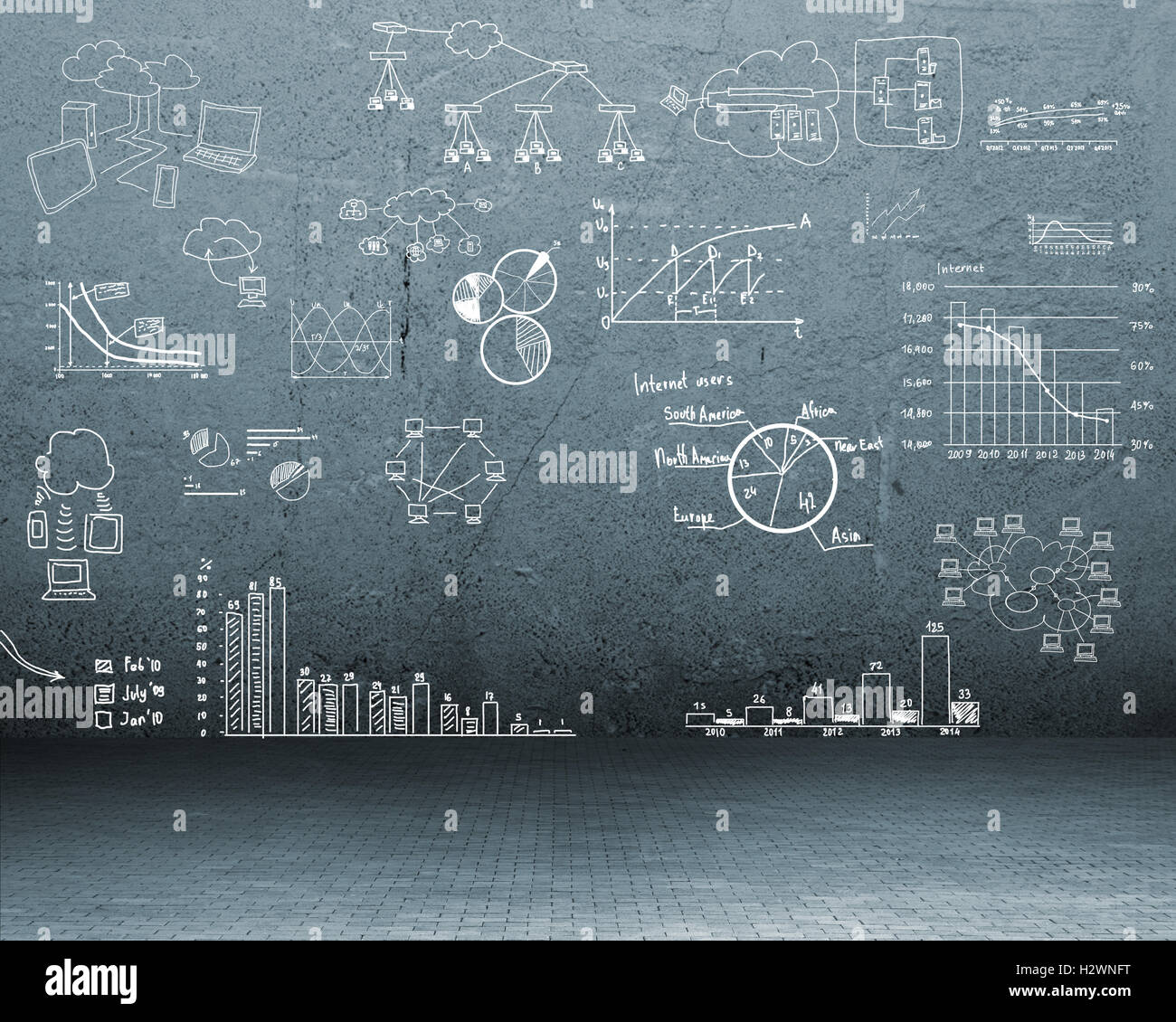 painted on the wall charts, symbols and diagrams Stock Photo - Alamy