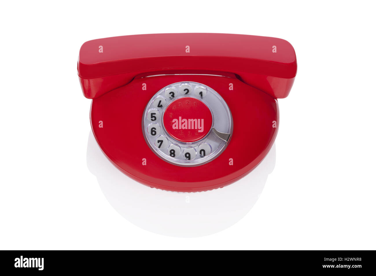 Red retro phone isolated Stock Photo - Alamy