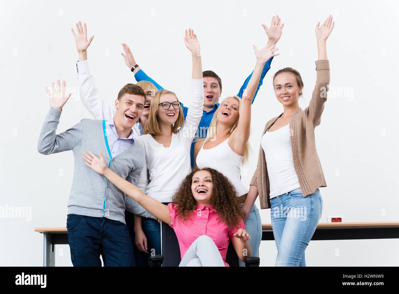 students in the class raised their hands Stock Photo - Alamy