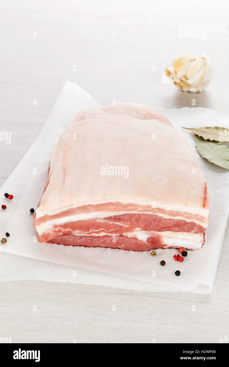 Raw pork belly portion Stock Photo - Alamy