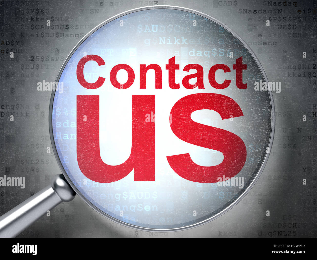 Advertising concept: Contact Us with optical glass Stock Photo - Alamy