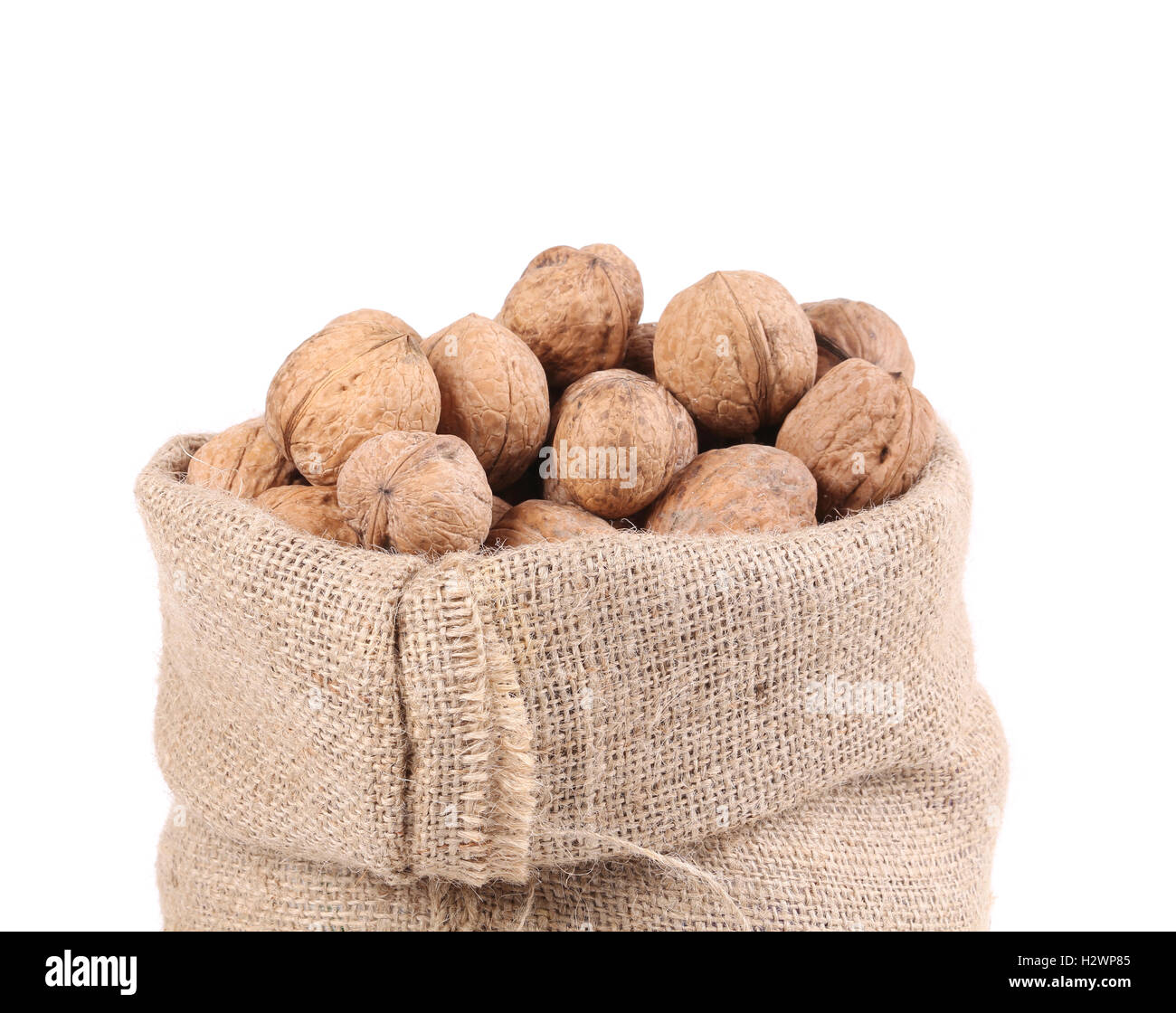 Walnuts in burlap bag Stock Photo - Alamy