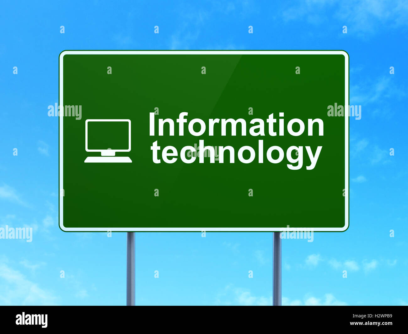 Data concept: Information Technology and Computer Pc on road sign ...
