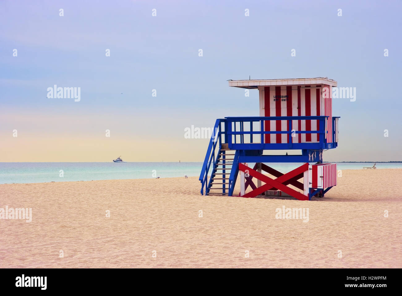 Lifeguard cabin on Miami beach, Florida, USA Stock Photo - Alamy