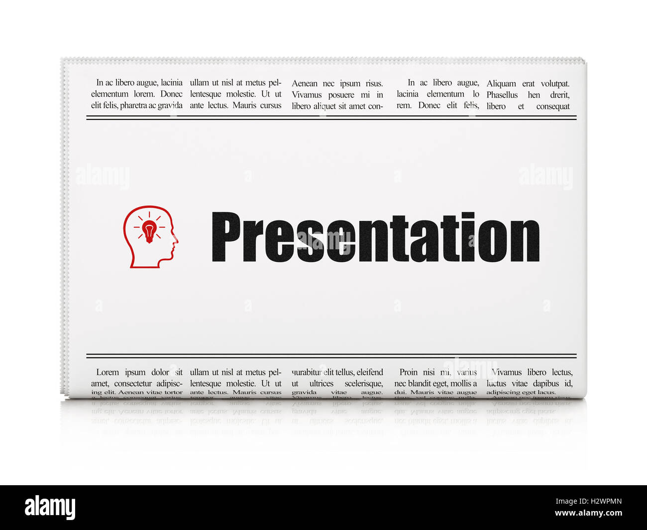 Marketing concept: newspaper with Presentation and Head With Lightbulb ...