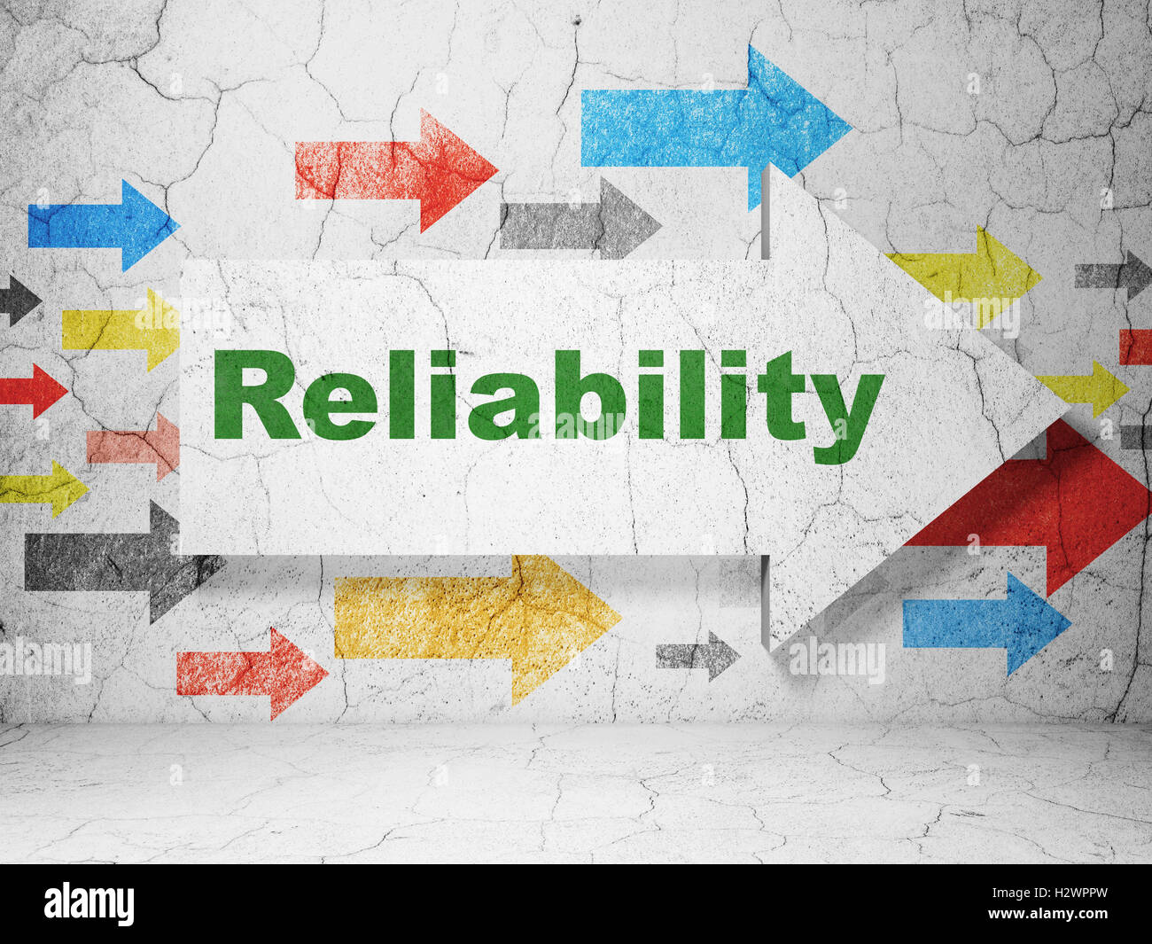 Business concept: arrow with Reliability on grunge wall background ...
