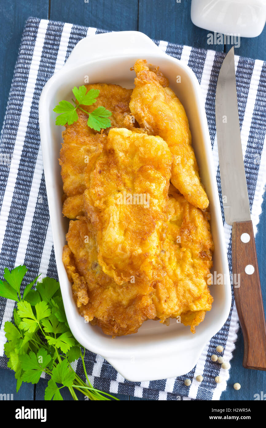 Fried fish in a batter Stock Photo - Alamy