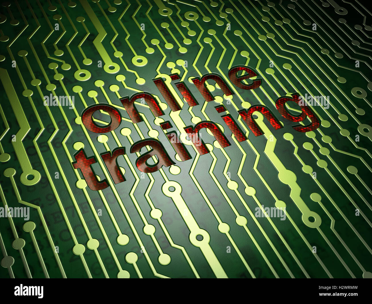 Education concept: Online Training on circuit board background Stock ...