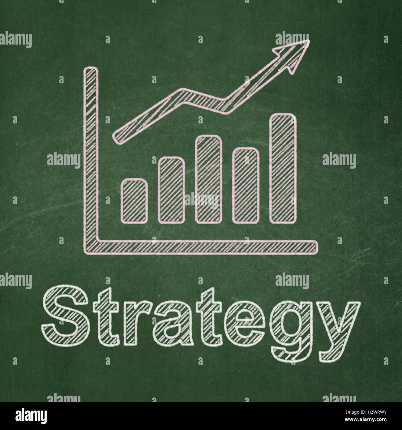 Business concept: Growth Graph and Strategy on chalkboard background ...
