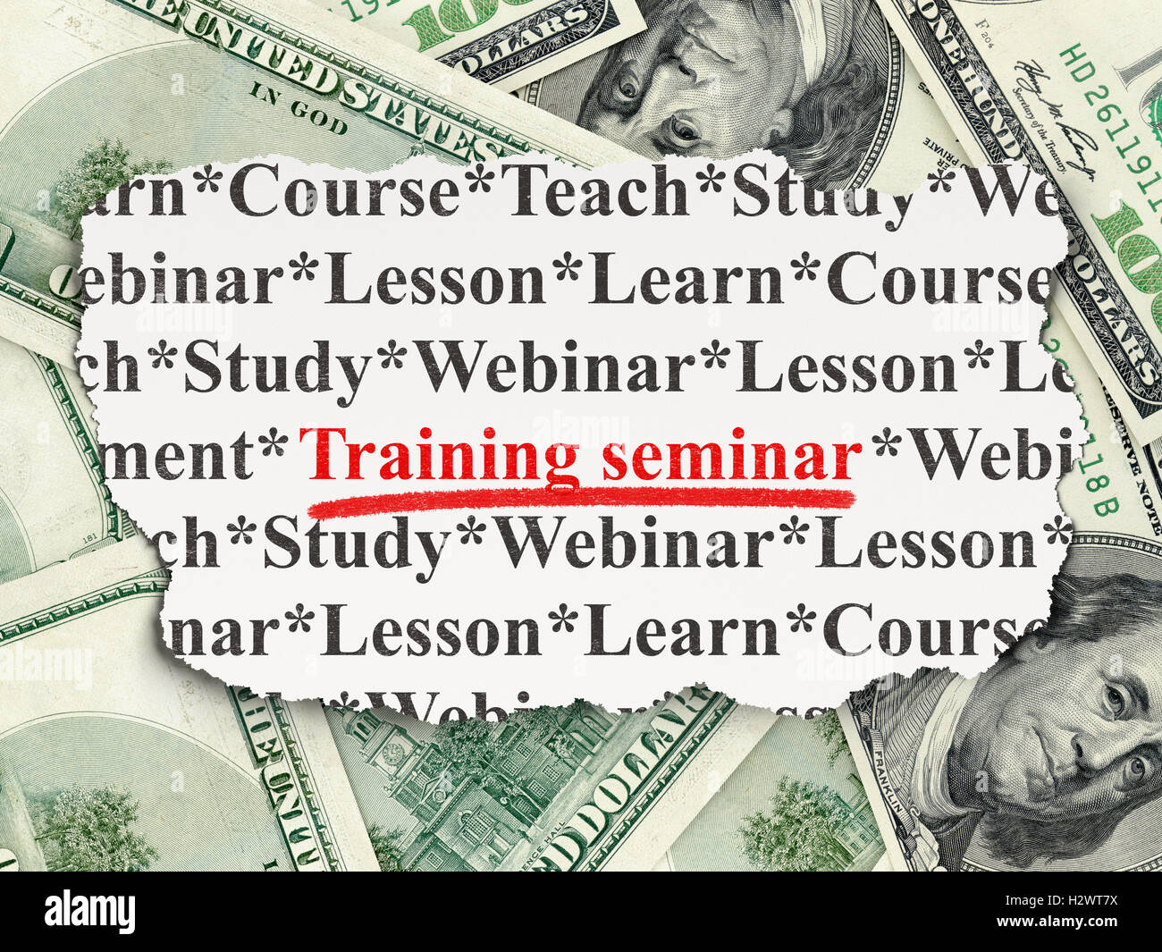 Education concept: Training Seminar on Money background Stock Photo - Alamy