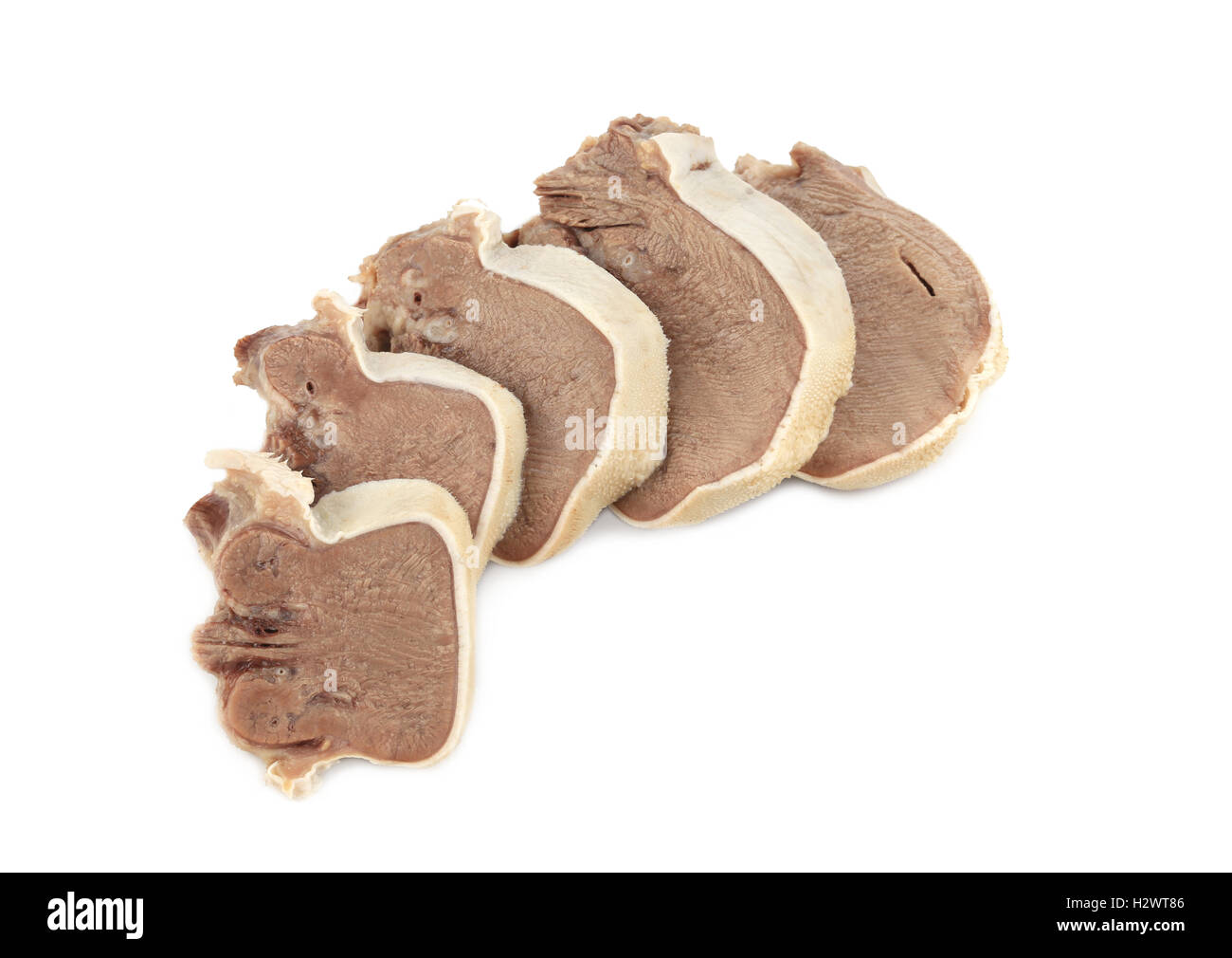 Raw chopped cow tongue close up Stock Photo - Alamy